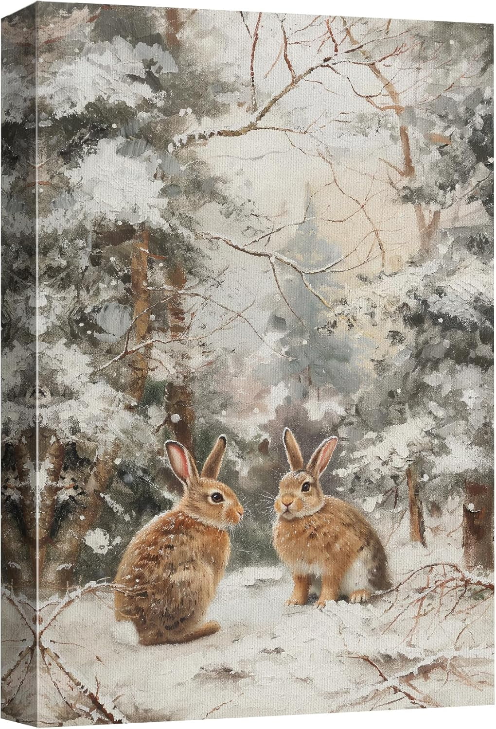 AAzaqTin-Canvas Print Wall Art Peaceful Winter Forest with Adorable ...