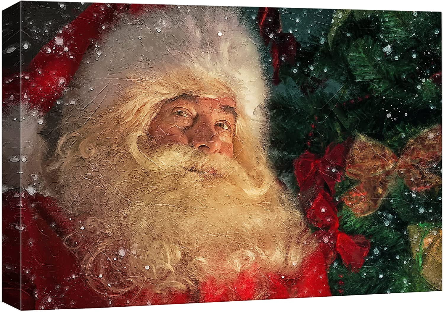 AAzaqTin-Canvas Print Wall Art Snowing Christmas Tree Santa Claus ...