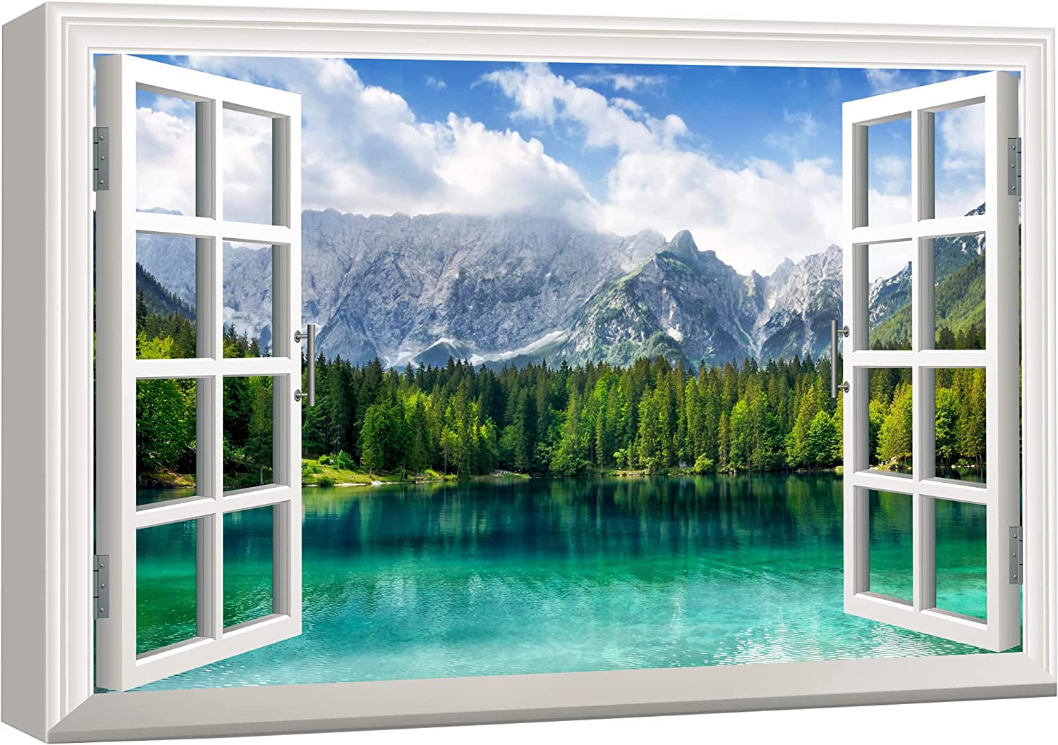 AAzaqTin-Canvas Print Wall Art Window View Landscape Emerald Forest ...