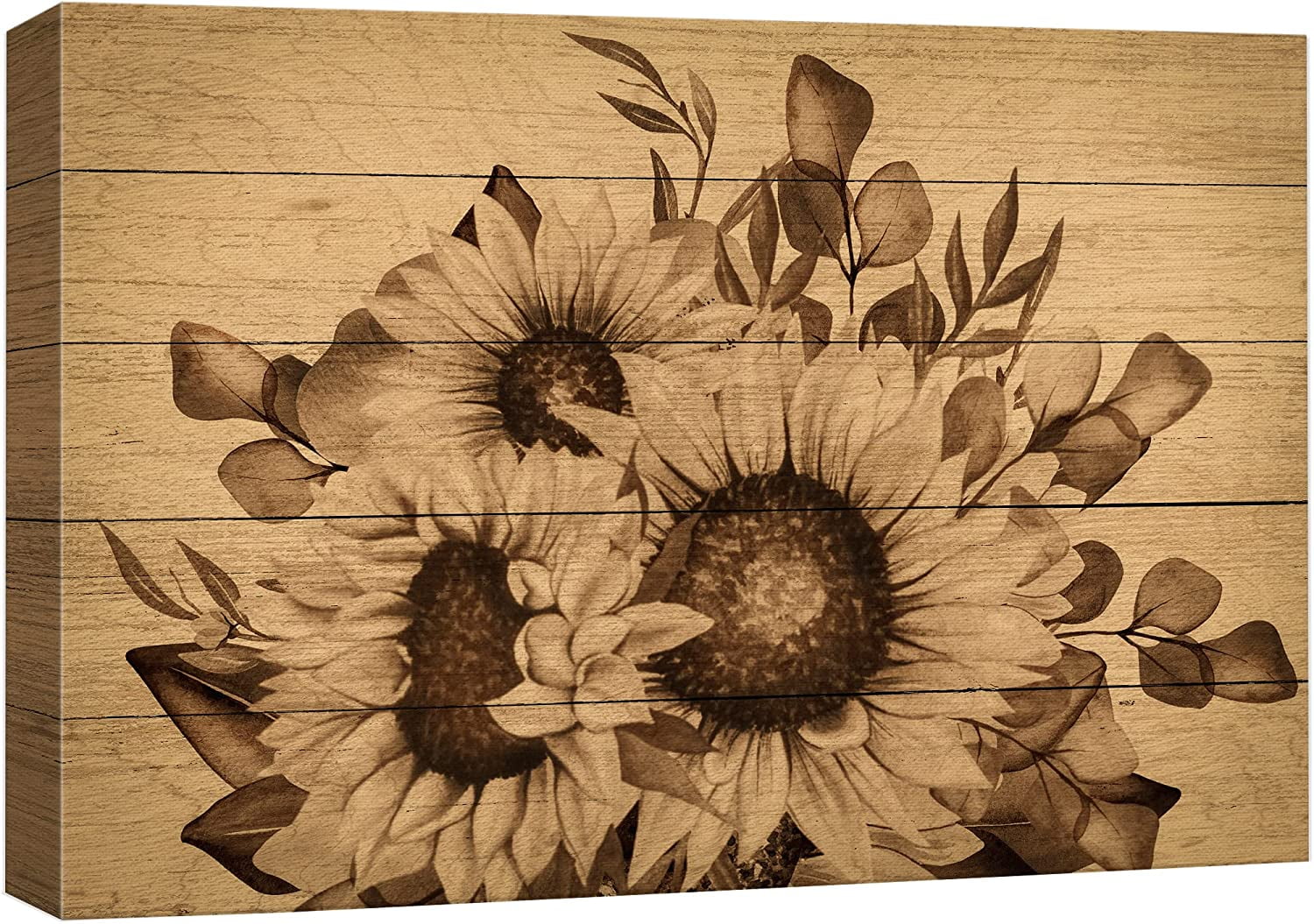 AAzaqTin-Canvas Print Wall Art Wood Panel Retro Vintage Classic Sepia ...