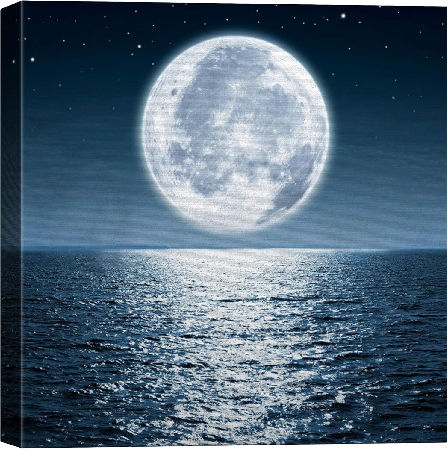 AAzaqTin-Canvas Wall Art Moon Illuminating The Blue Ocean Canvas Prints ...