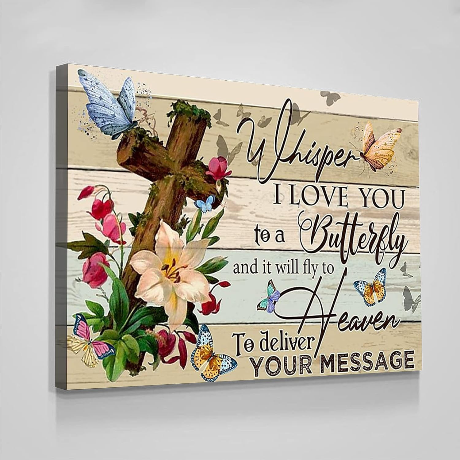 AAzaqTin-Christian Religious Whisper I Love You To A Butterflies Canvas ...