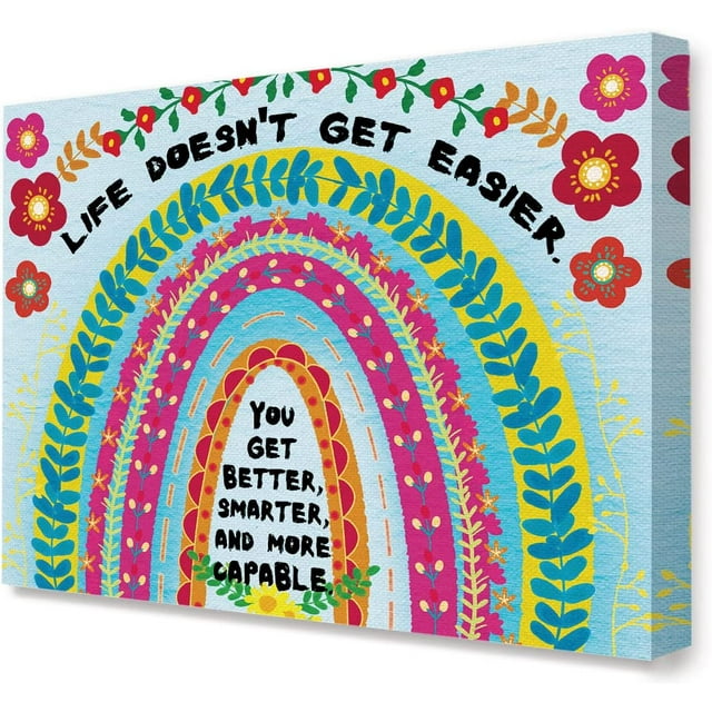 AAzaqTin-Colorful Flowers Rainbow Inspirational Quote Canvas Wall Art ...