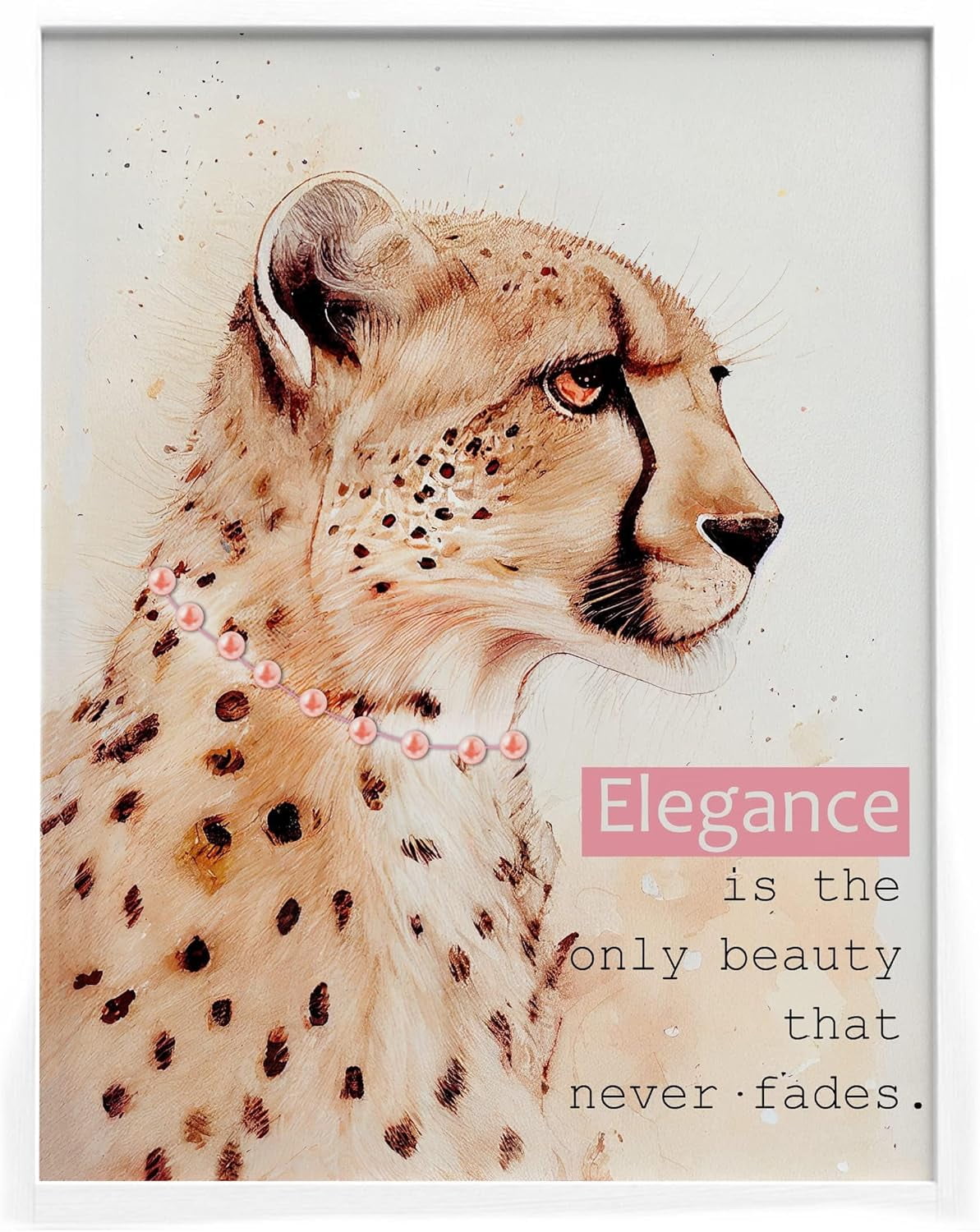 AAzaqTin-Framed Cheetah Diamond Necklace, Cat, Fashion Wall Art ...