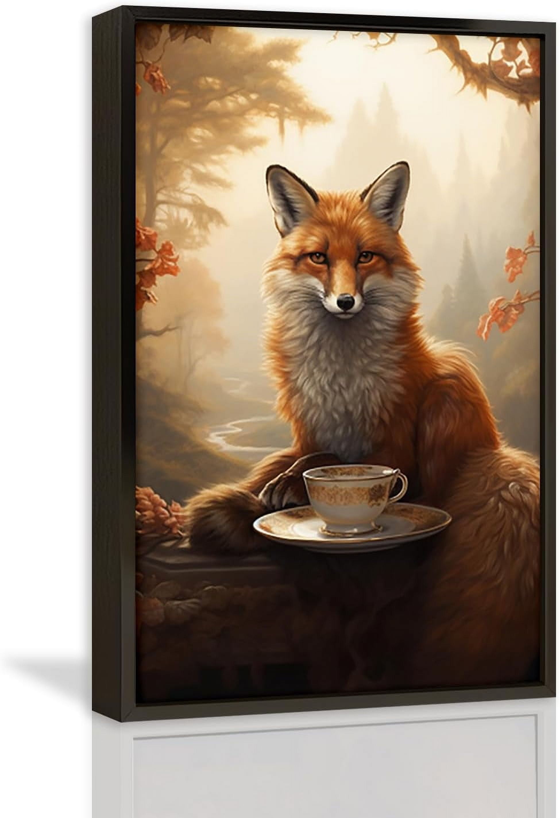 AAzaqTin-Funny Fox Canvas Painting Modern Abstract Wall Art Watercolor ...