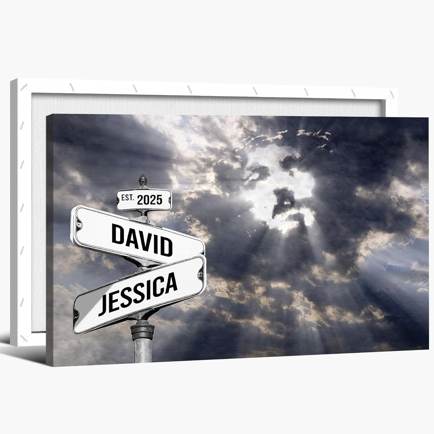 AAzaqTin-God Bless Personalized Name Vintage Street Sign Canvas Poster ...