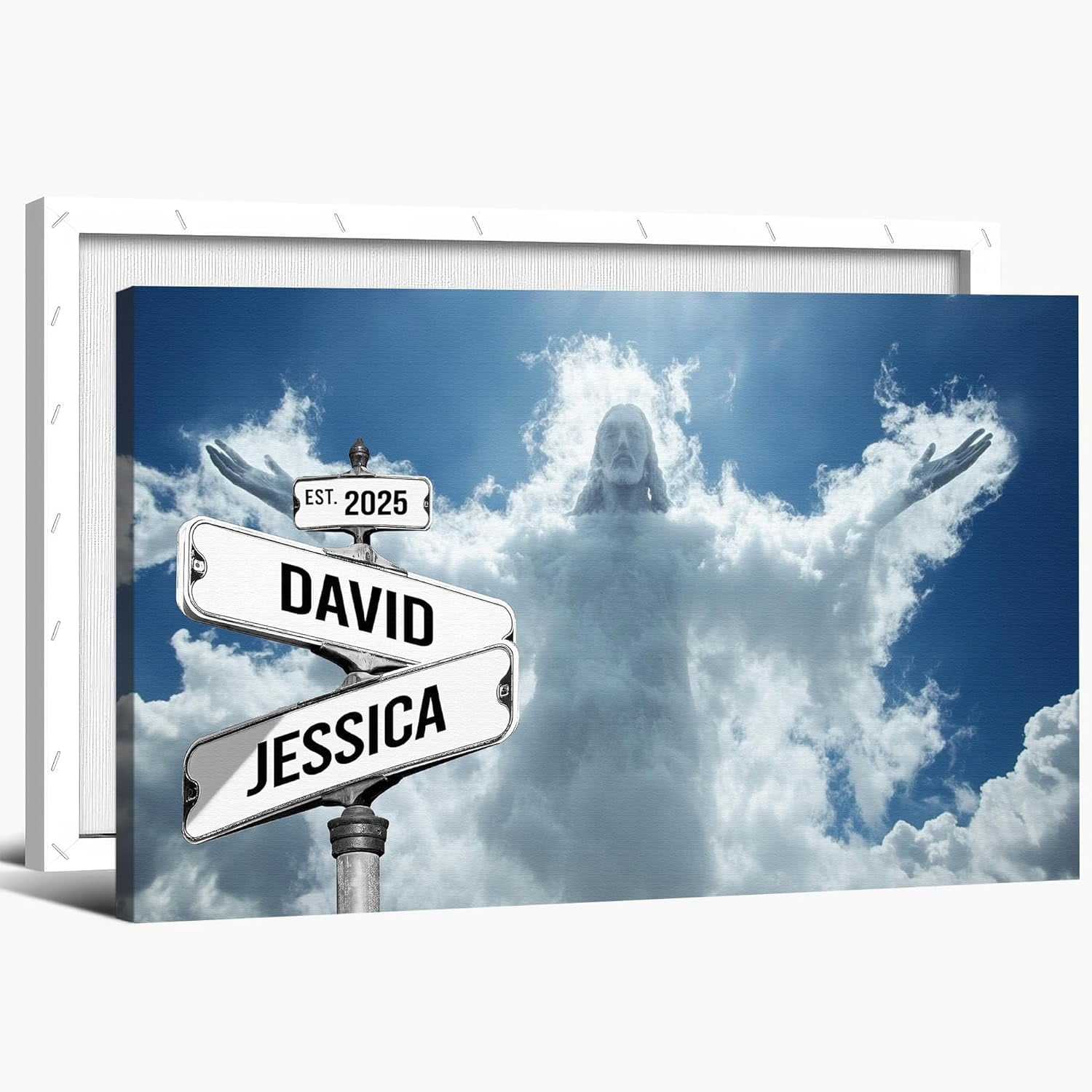 AAzaqTin-God Bless Personalized Name Vintage Street Sign Canvas Poster ...