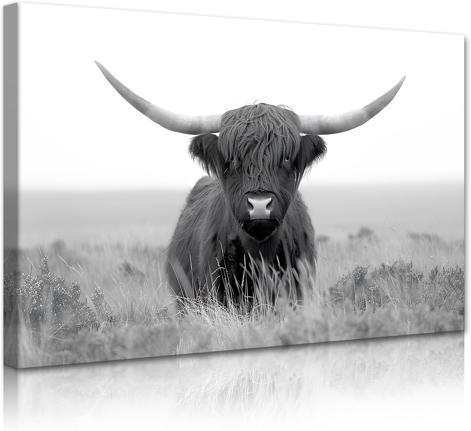 AAzaqTin-Highland Cow Canvas Wall Art Black And White Cow Pictures Wall ...