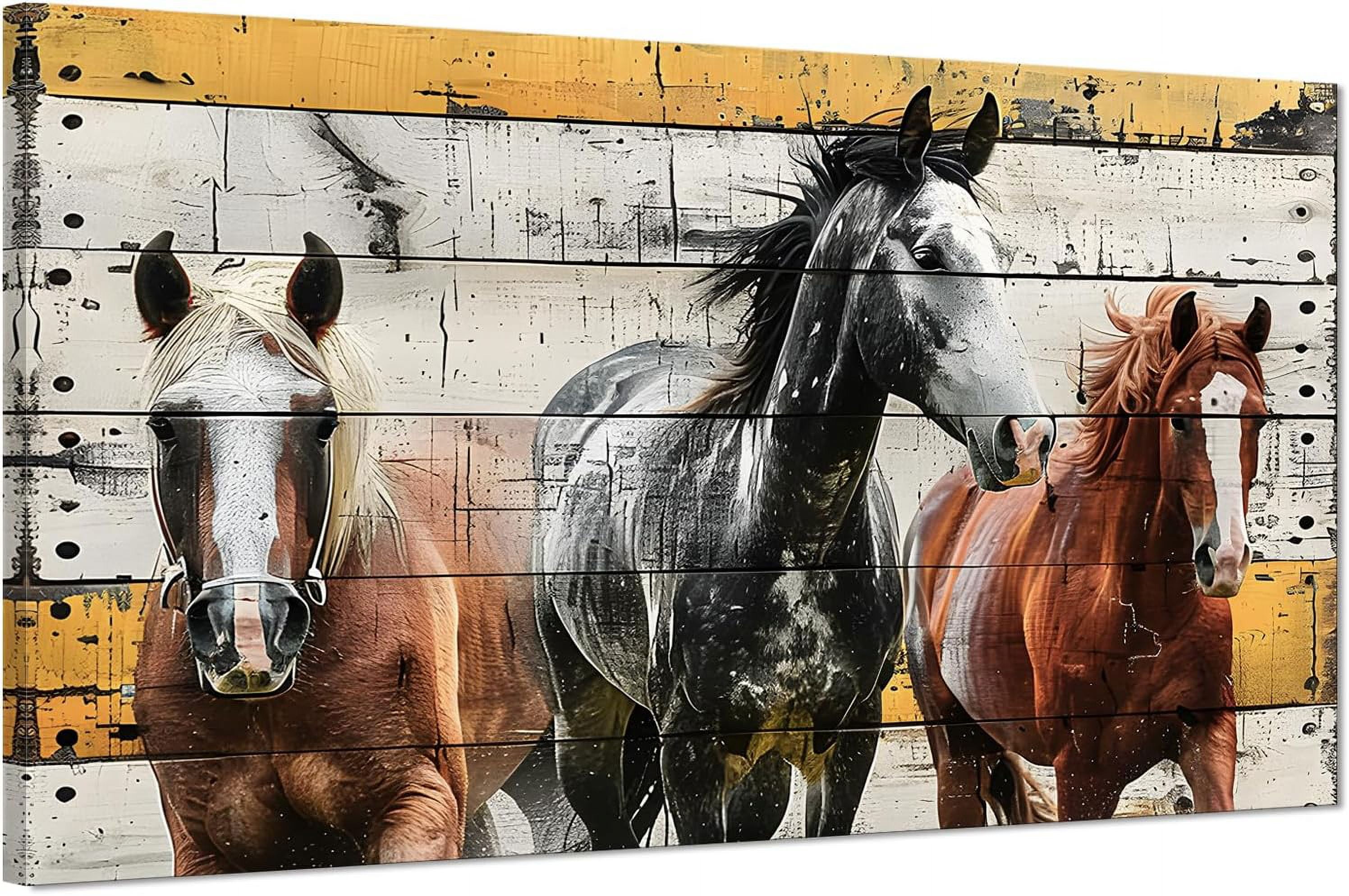 AAzaqTin-Large Horse Pictures Wall Decor Horse Wall Art Rustic Animal ...