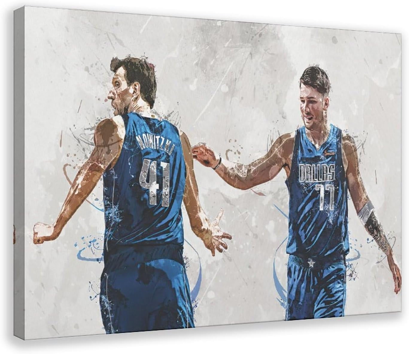 AAzaqTin-Luka Doncic, Dirk Nowitzki Poster Basketball Wall Art Canvas ...