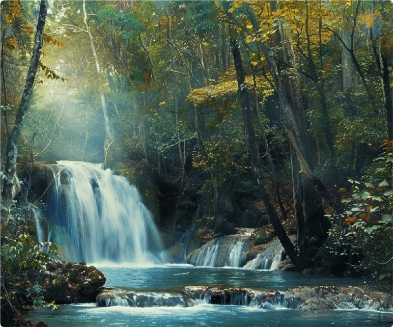 AAzaqTin Metal Tin Sign Waterfalls Landscape Trees Waterfall Stones ...