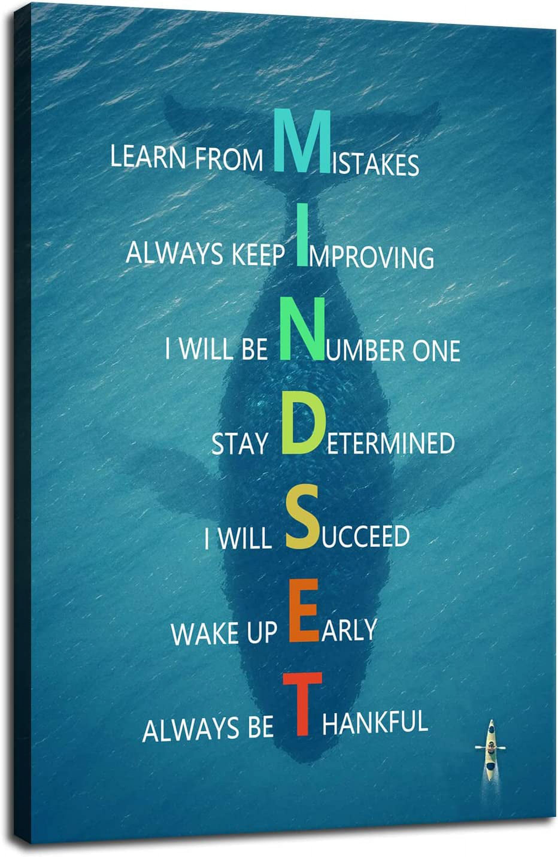 AAzaqTin-Mindset Motivational Canvas Painting Inspiration Wall Art for ...
