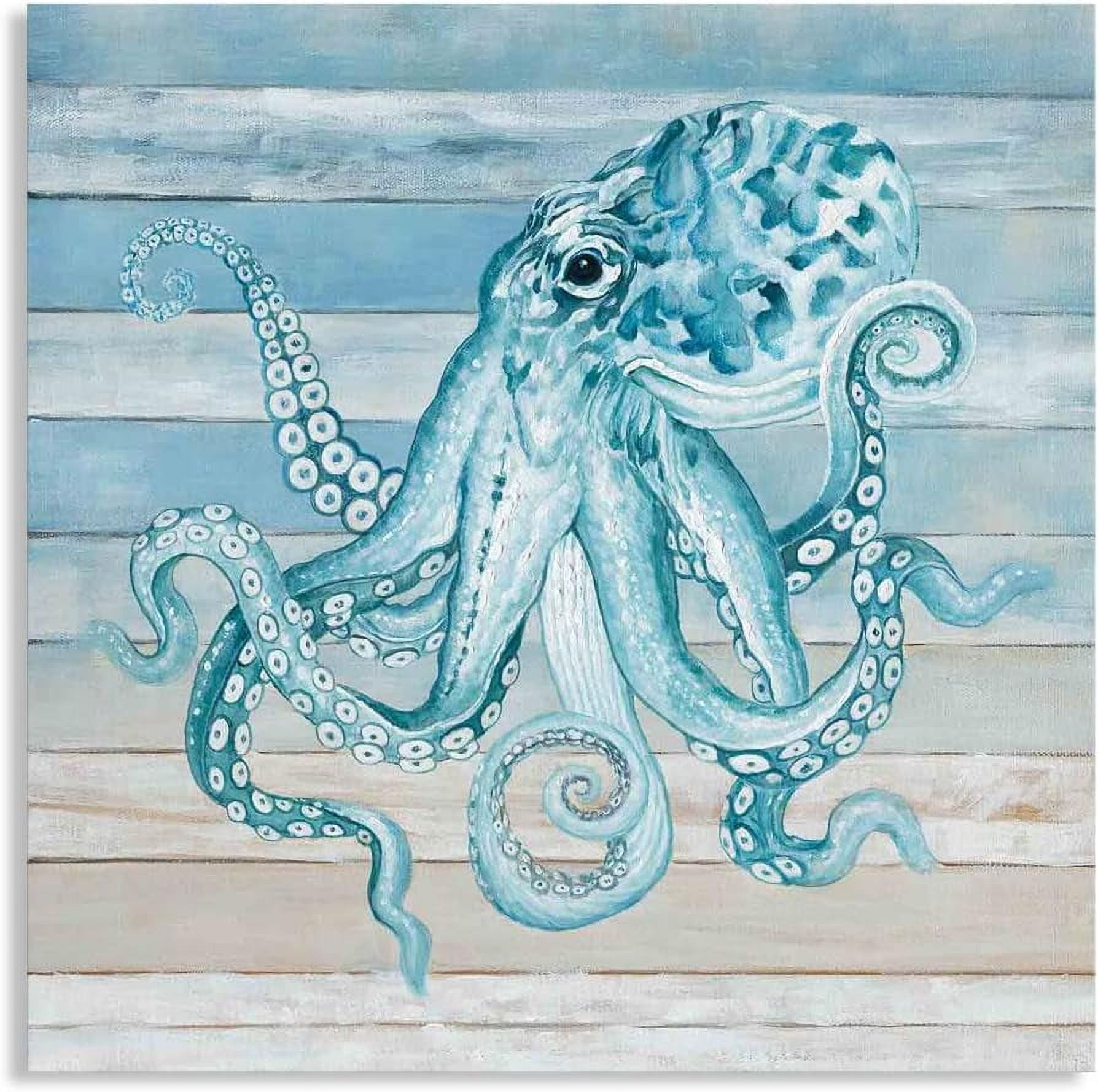 AAzaqTin-Octopus Wall Art for Bathroom Decor, Aqua Octopus Canvas Art ...