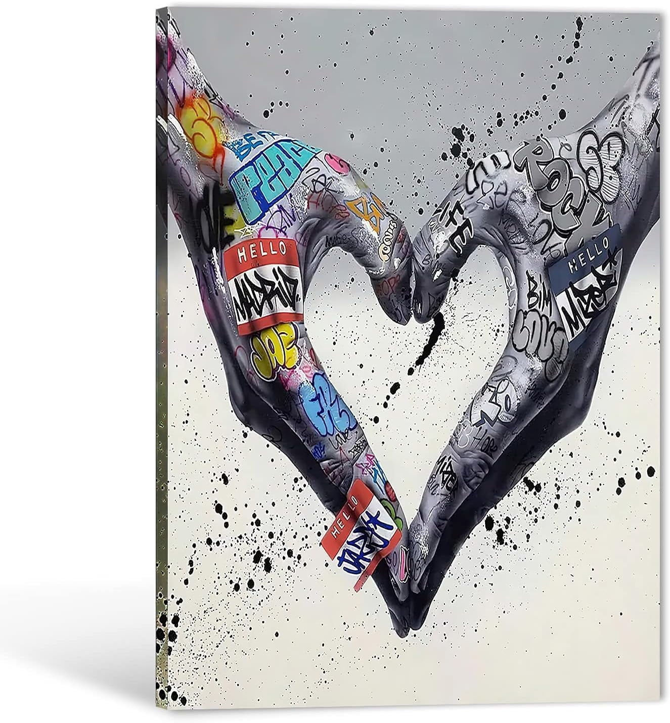 AAzaqTin-Oversized Graffiti Canvas Wall ArtColorful Graffiti Hand of ...