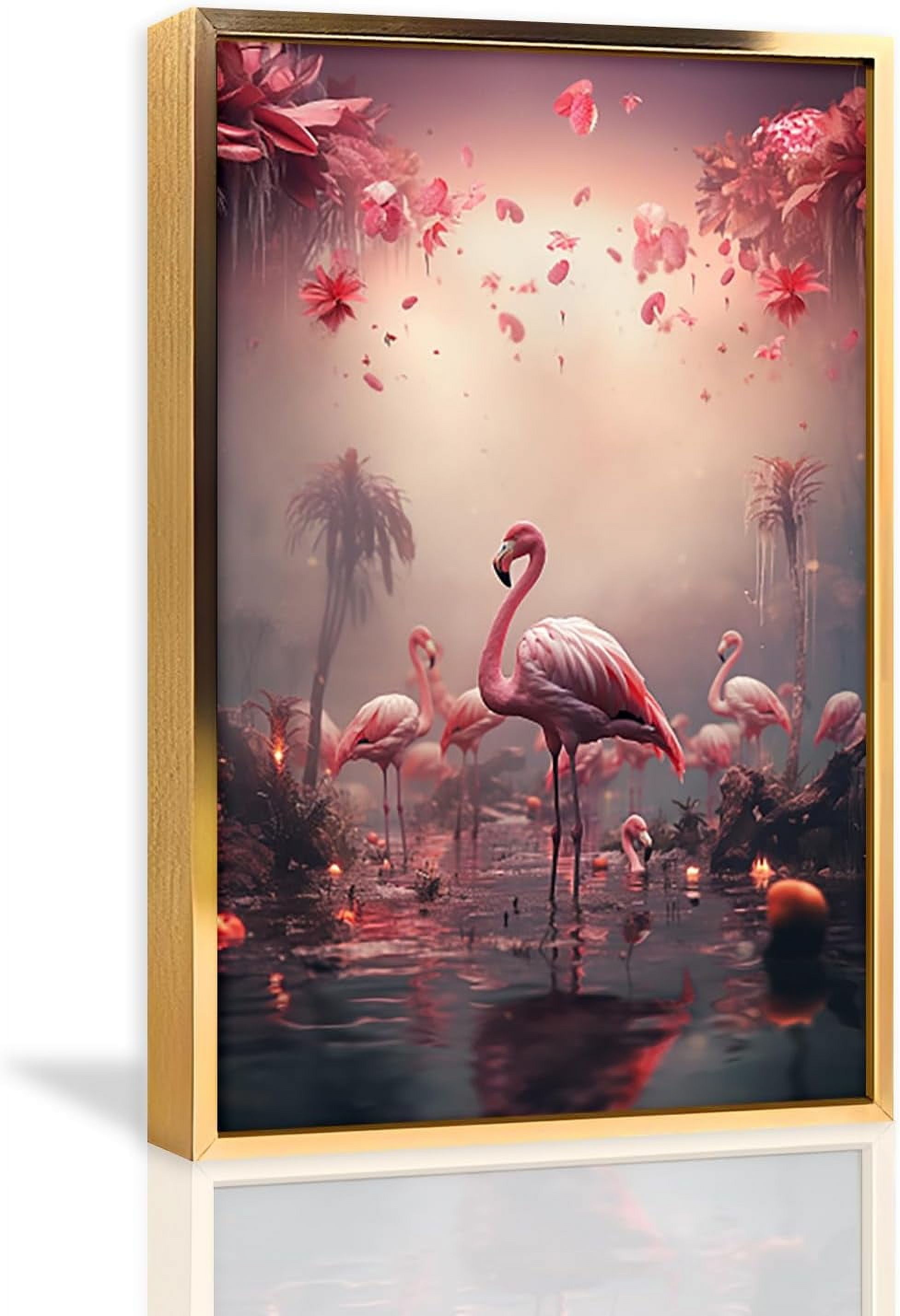 AAzaqTin-Pink Flamingos Canvas Painting Modern Abstract Bird Posters ...