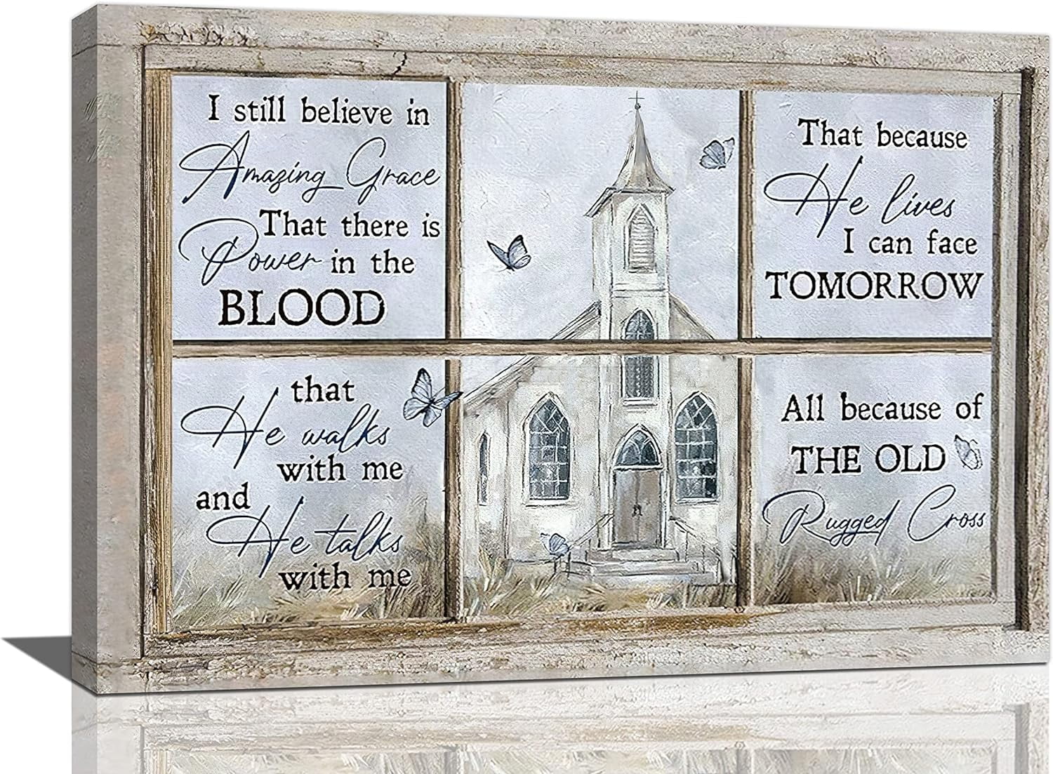 AAzaqTin-Religious Wall Art Christian Church Butterfly Amazing Grace ...