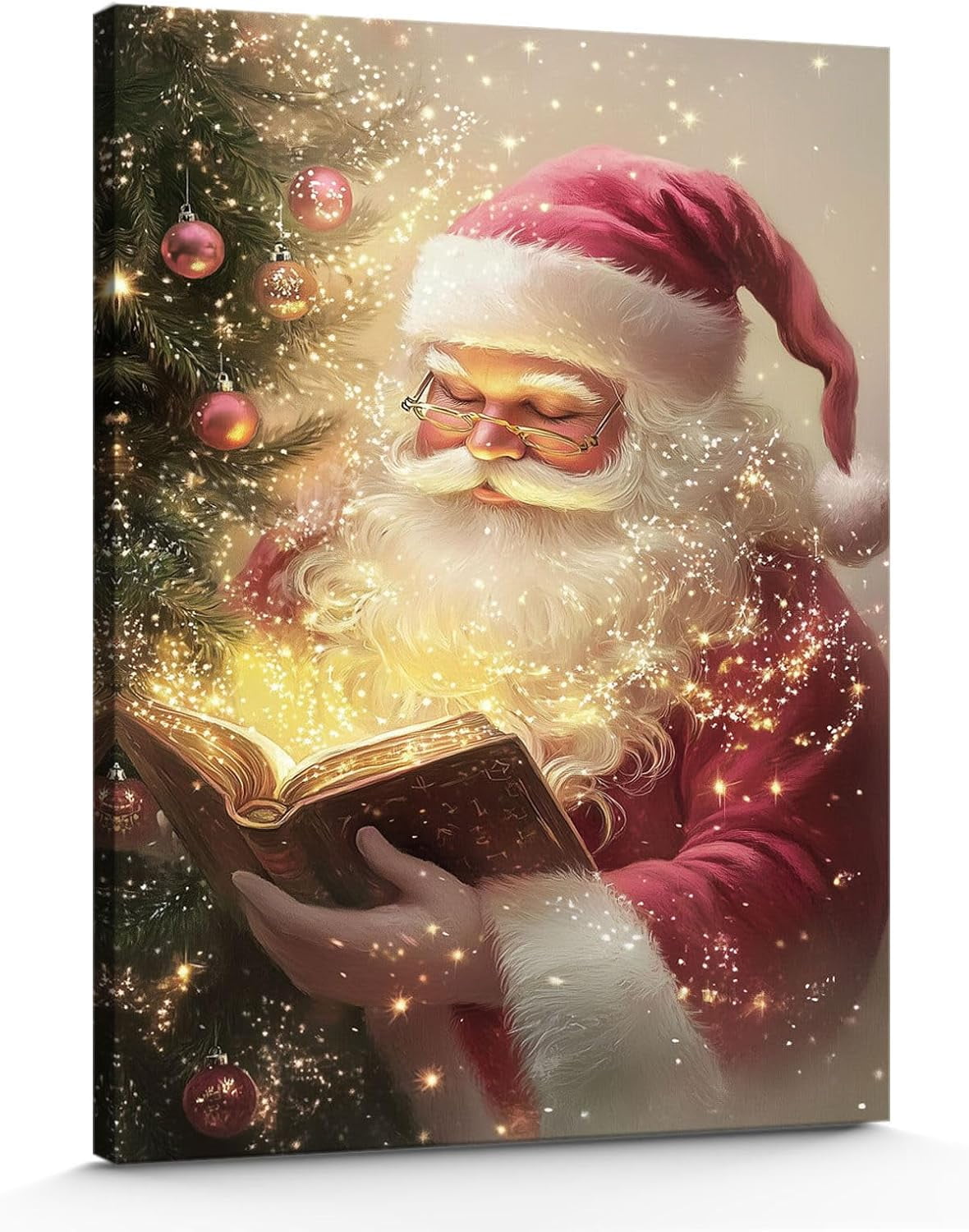AAzaqTin-Santa Claus Reading Christmas Wall Art - Magical Holiday ...
