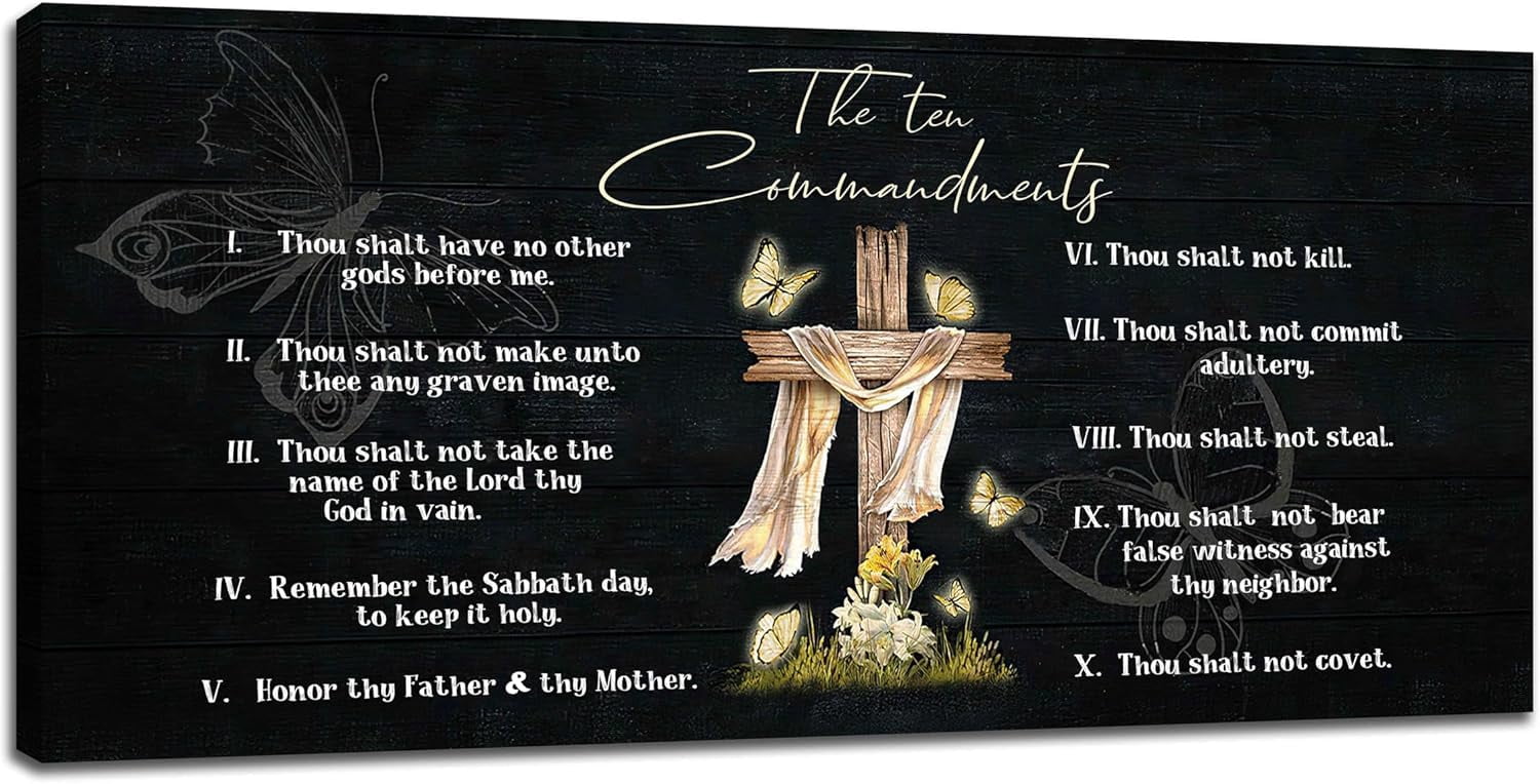 AAzaqTin-The Ten Commandments Large Wall Art 10 Commandments Cross ...