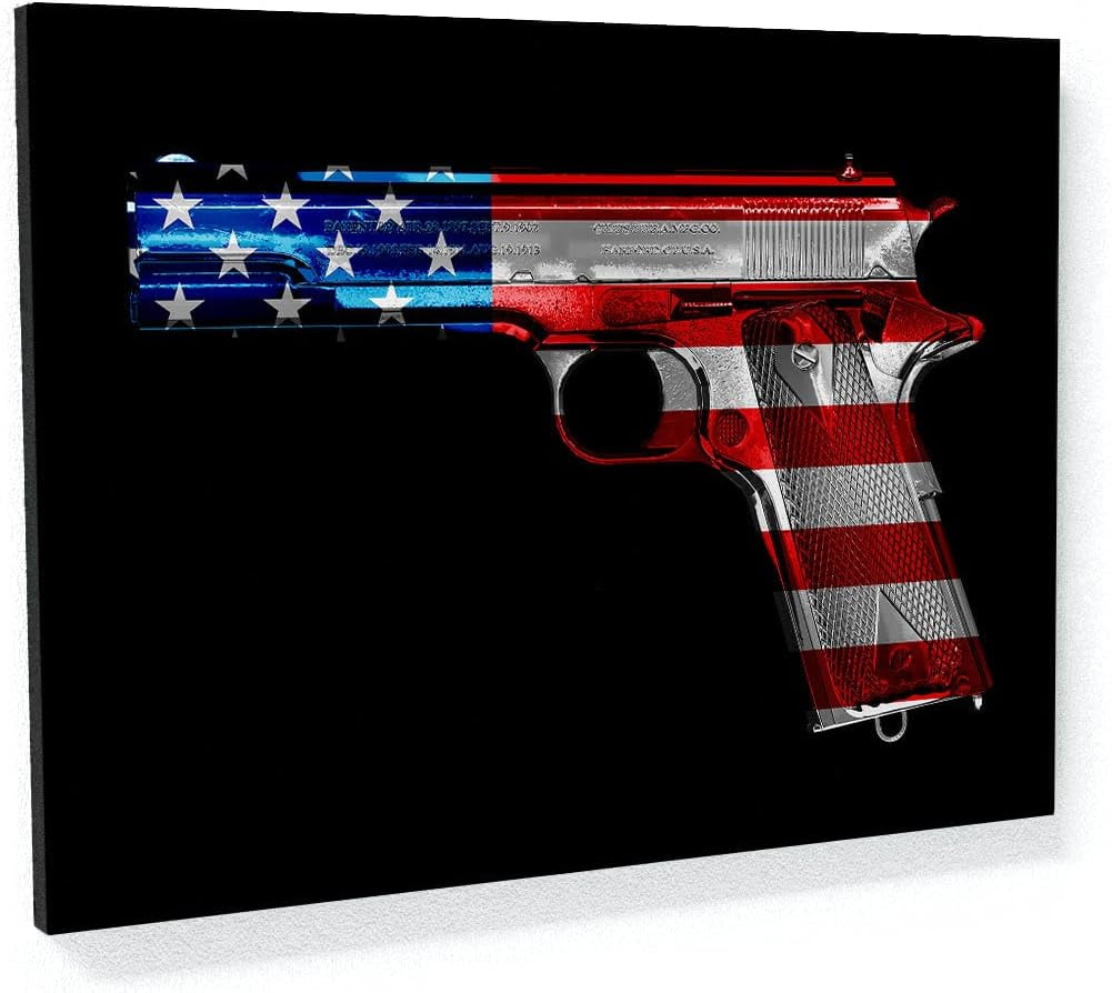 AAzaqTin-USA Pistol Canvas Art - 1911 Military Gun Soldier Firearm Army ...