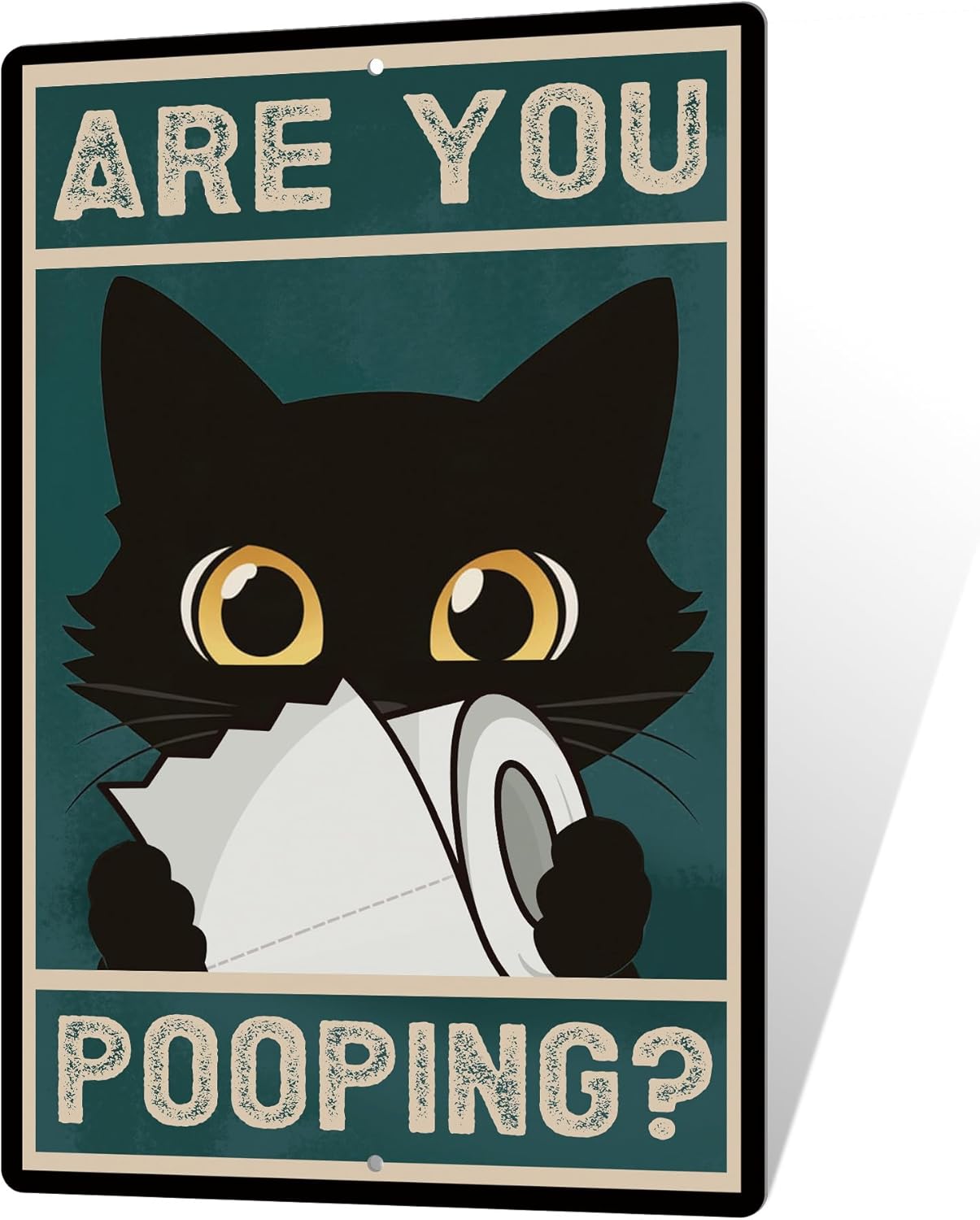 AAzaqTin Vintage Black Cat are You Pooping Wall Decor Sign for Bathroom ...