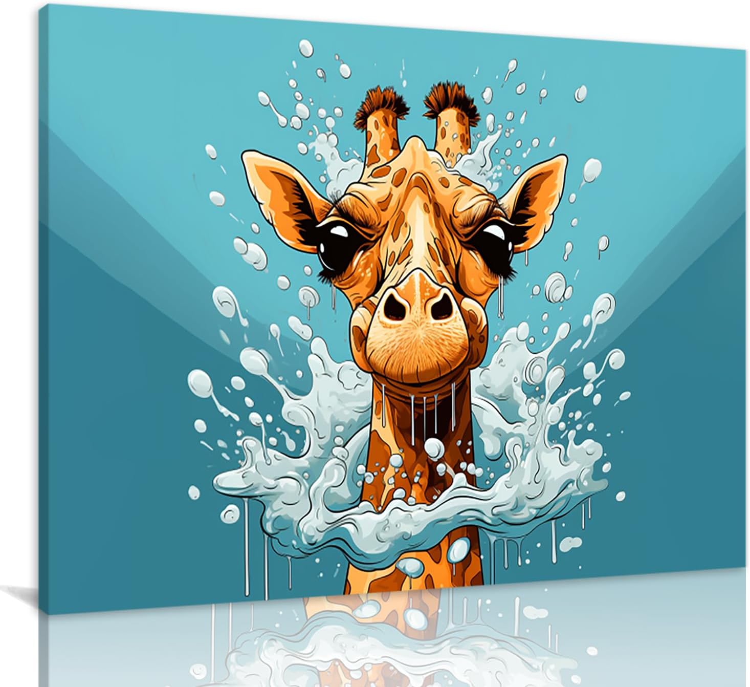 AAzaqTin-Watercolor Giraffe Canvas Painting Modern Abstract Animal ...