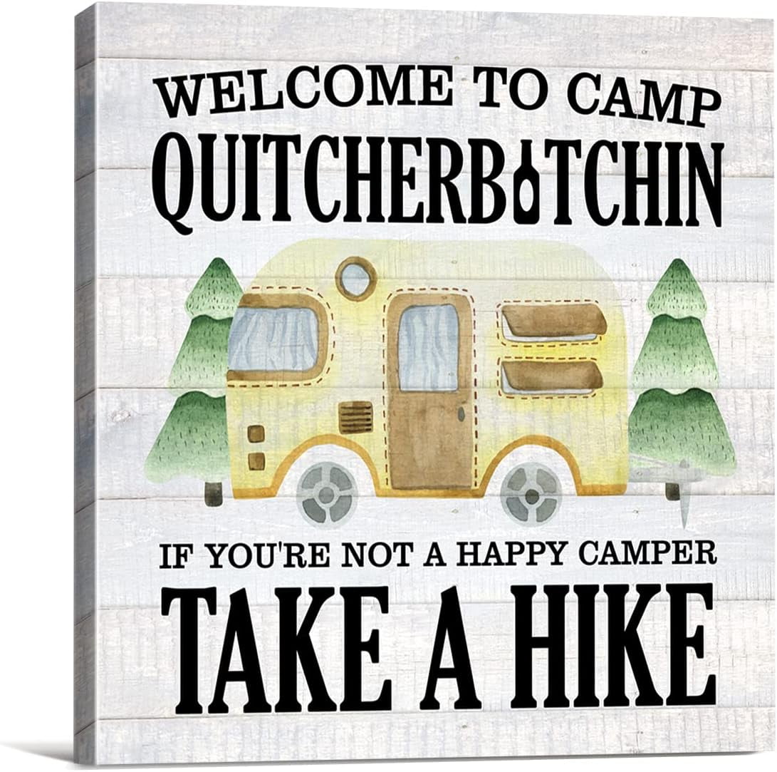 AAzaqTin-Welcome to Camp Farmhouse Canvas Print Wall Art Decor Rustic ...