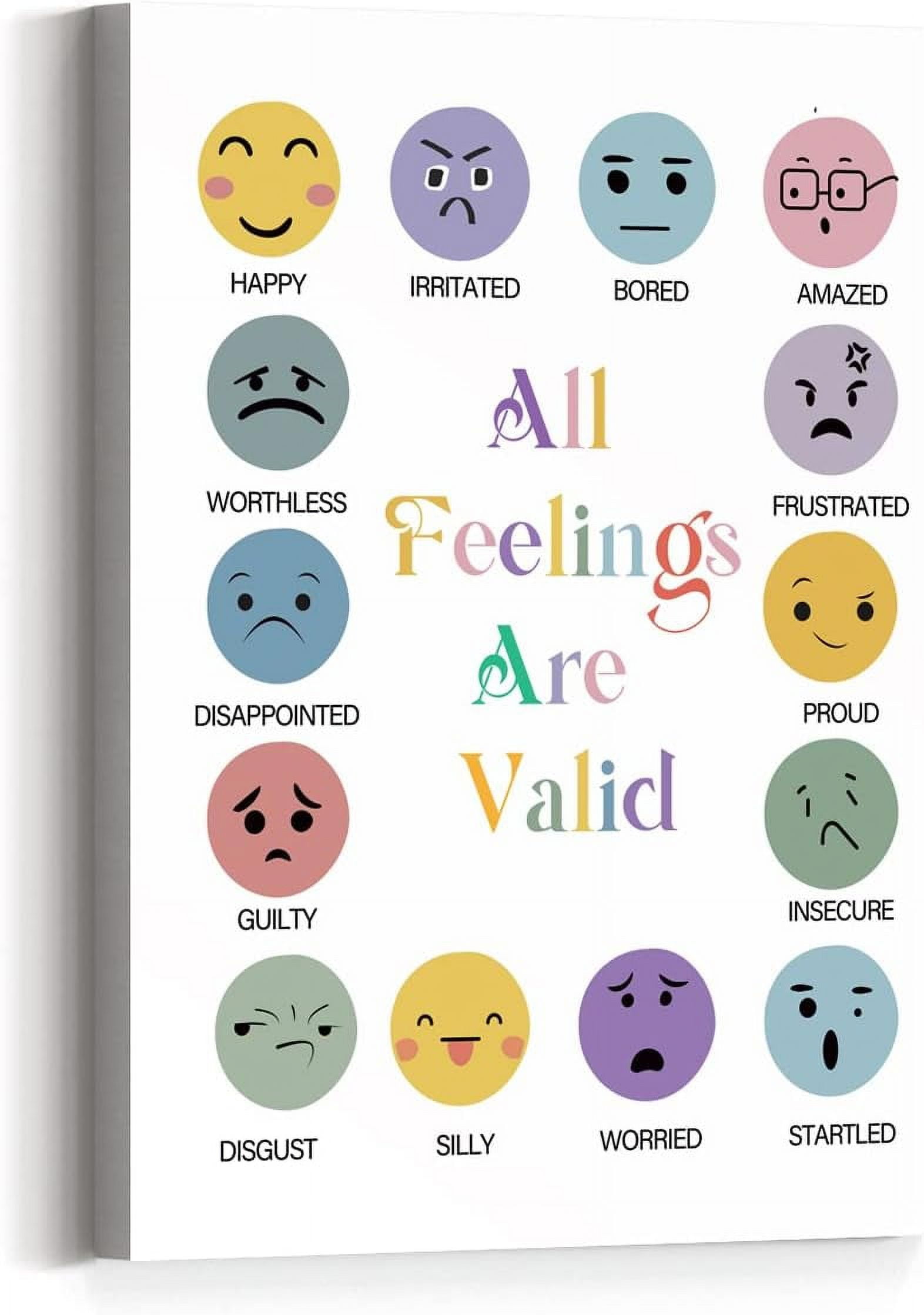 AAzaqTinAll Feelings Are Valid Canvas Wall Art,Feelings Chart Canvas ...