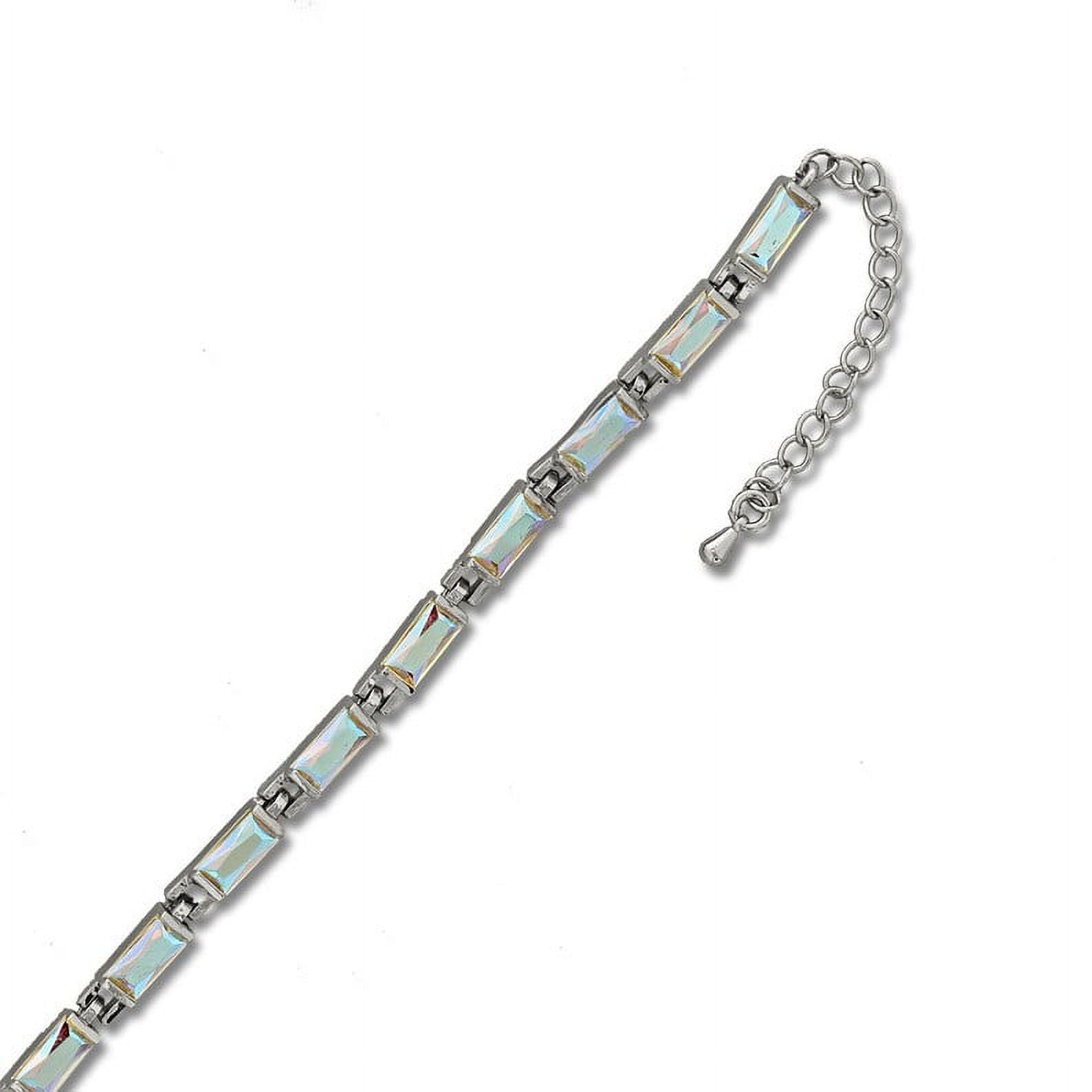 AB Color Cubic Zirconia Anklet for Women and Girls in Silver Plating ...