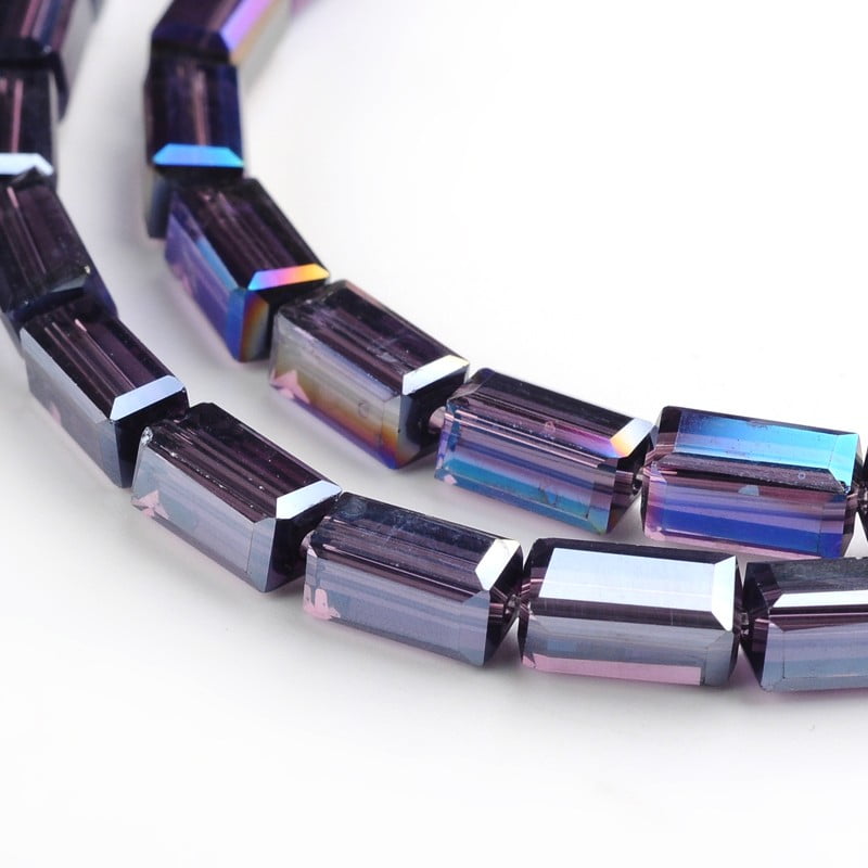 AB Color Plated Faceted Cuboid Electroplate Glass Beads Strands Indigo ...