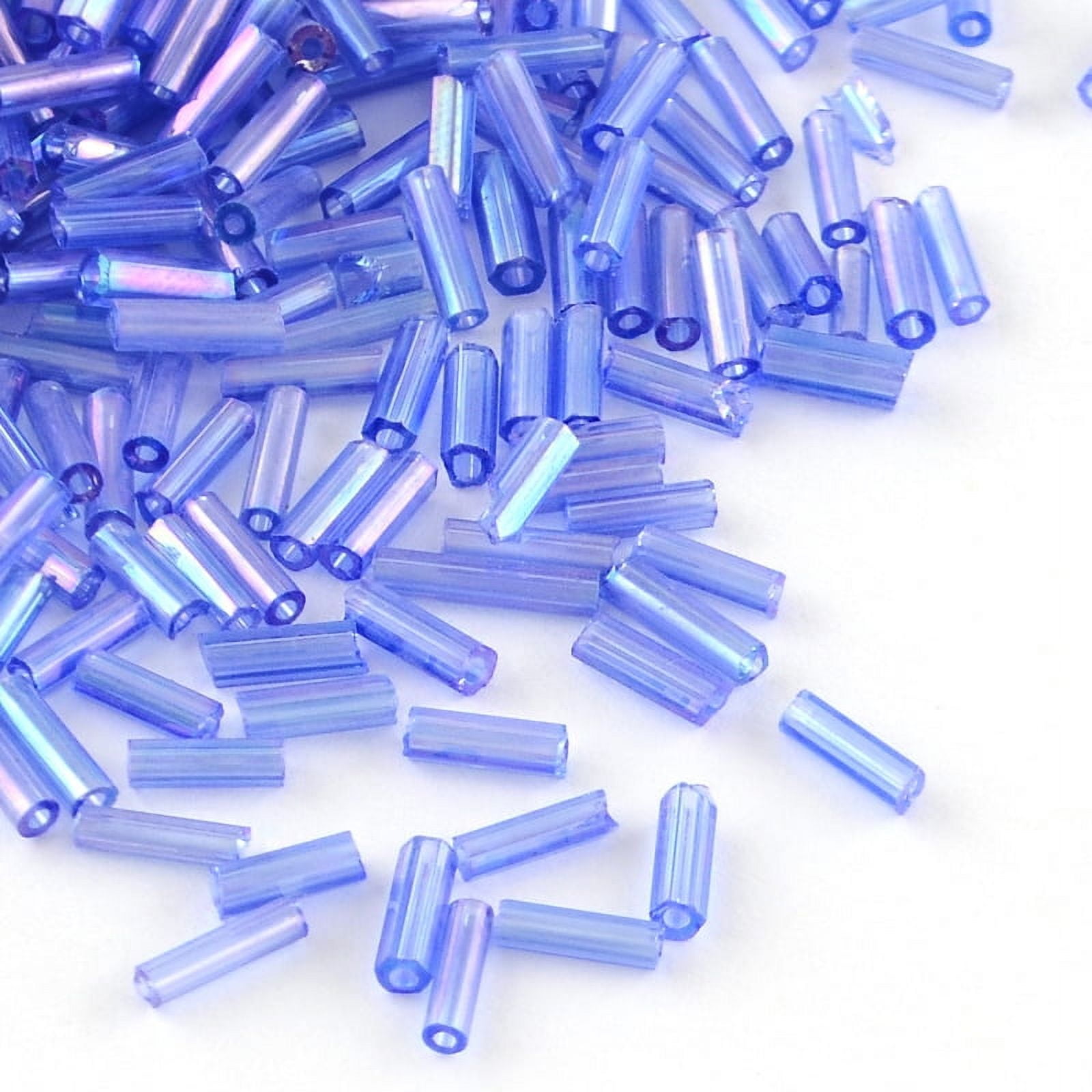 AB Color Plated Glass Bugle Beads Transparent Colours Rainbow Royal ...
