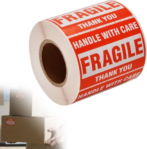 AB STAT [1 Roll, 500 Labels] 2" X 3" Fragile Stickers Handle with Care ...