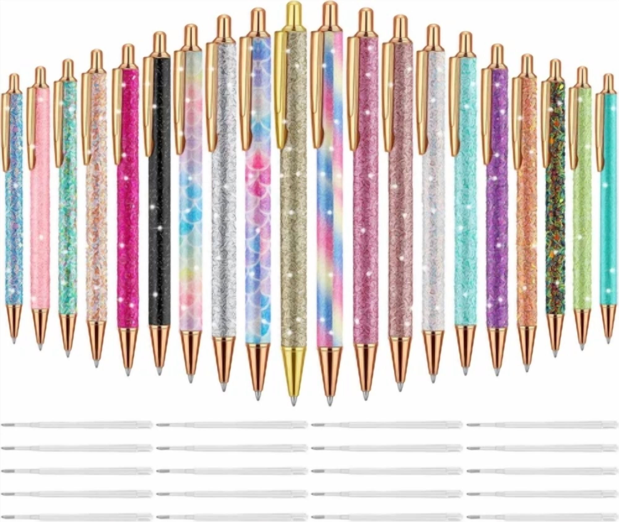 AB STAT 20 Pcs Christmas Glitter Retractable Click Ball Pens for ...