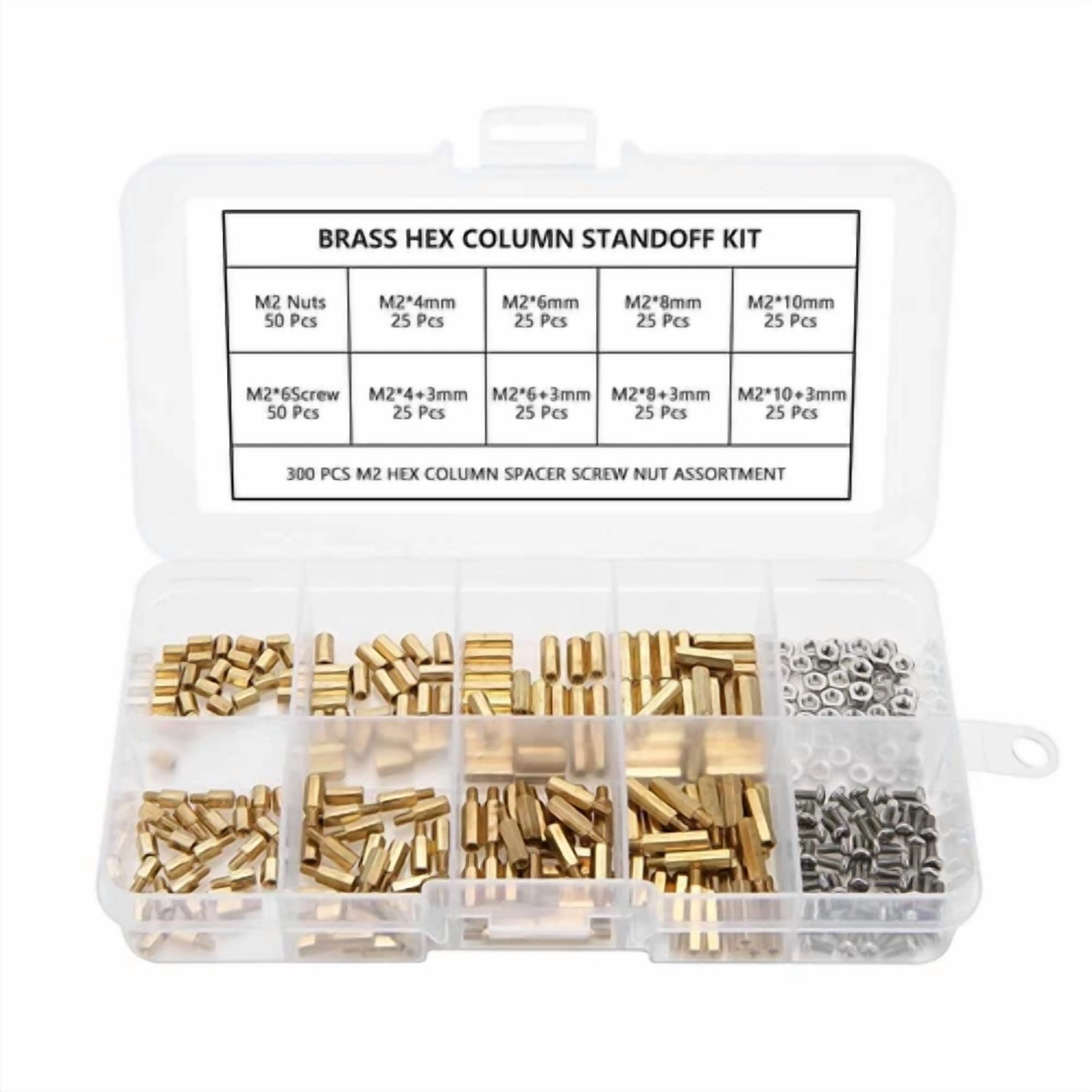 AB STAT 300Pcs M2 Brass Standoff Kit Hex Column Spacer Standoff Screw ...