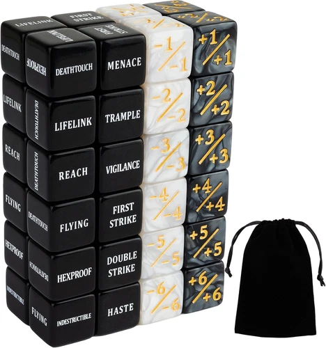 AB STAT 48 Pieces Abilities Keywords Counter Dice Black MTG Dice ...
