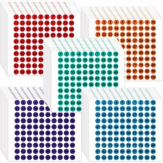 AB STAT 50 Sheets 1 to 100 Vinyl Consecutive Number Stickers Small ...