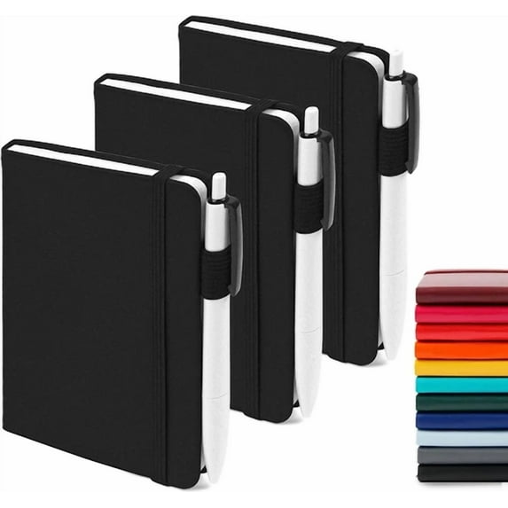 AB STAT Feela 3 Pack Pocket Notebook Journals with 3 Black Pens, A6 ...