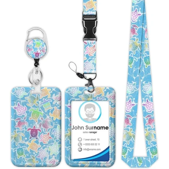 AB STAT Sea Turtle Badge Holder with Lanyard, Lanyards for ID Badges ...