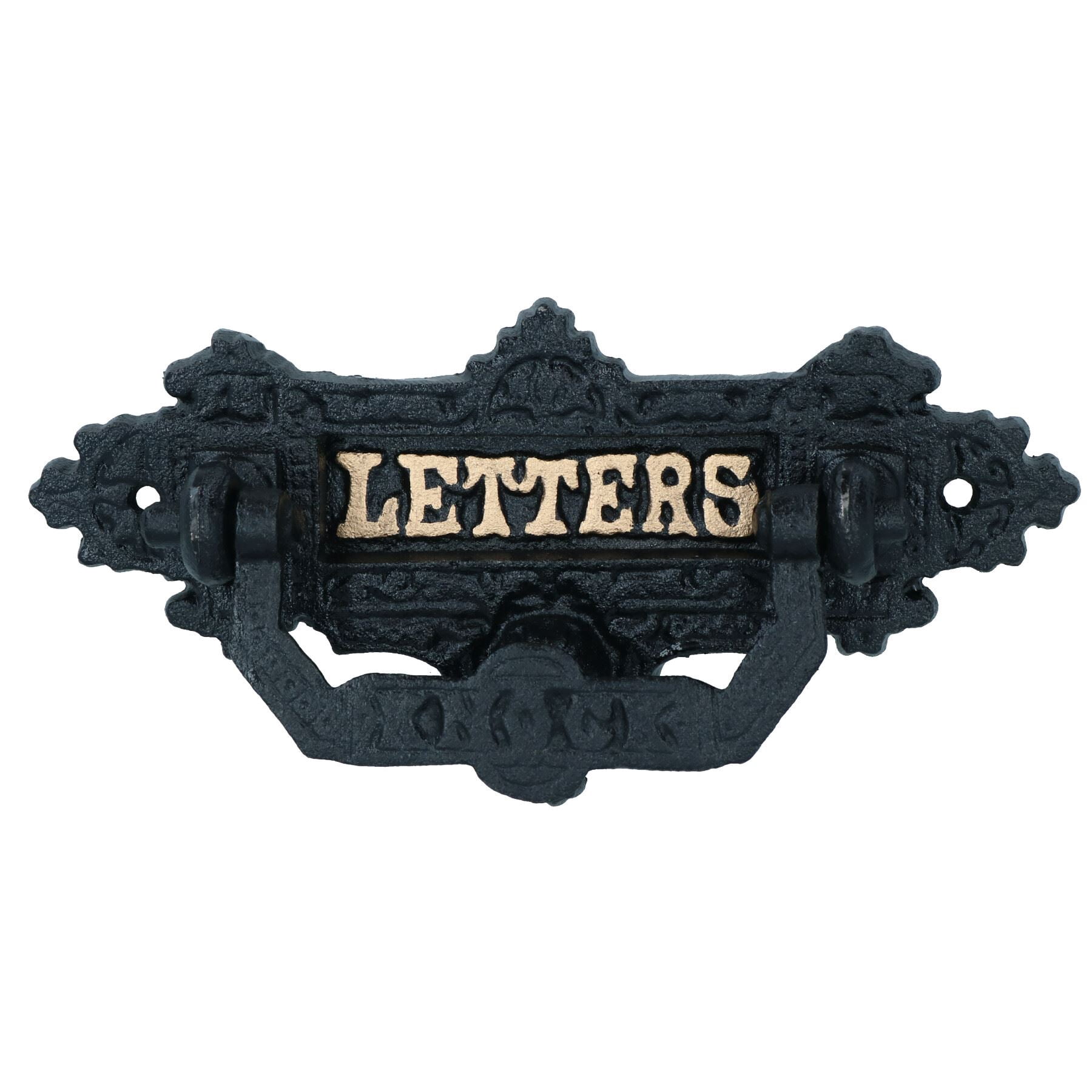 AB Tools 12cm x 23cm, Cast Iron Bronze Door Mail Slot with Flap and ...