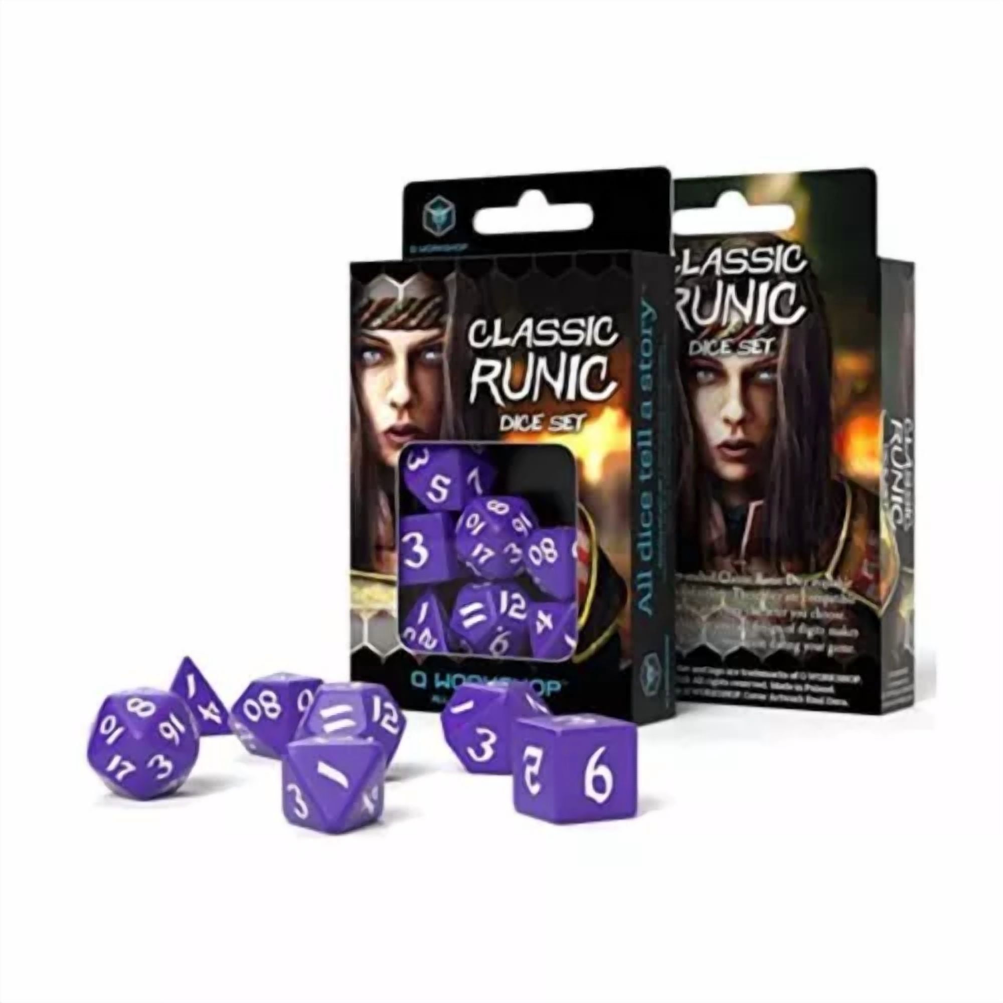 AB VINIL Q-Workshop Classic Runic Purple & White Roleplaying 7 Piece Dice Set - Walmart.com