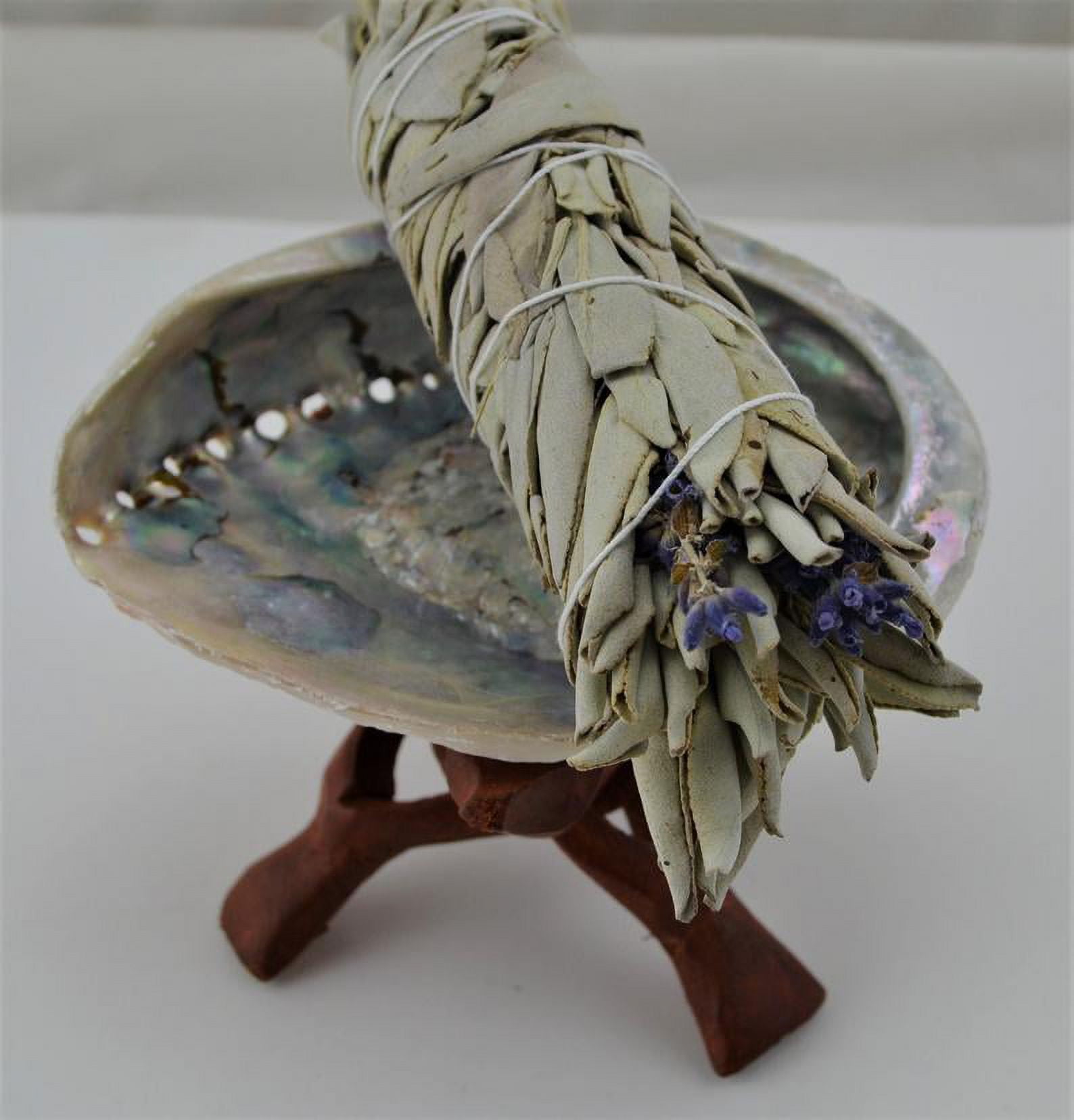 ABALONE Shell Lavender White SAGE With Stand Smudge Kit Spiritual ...