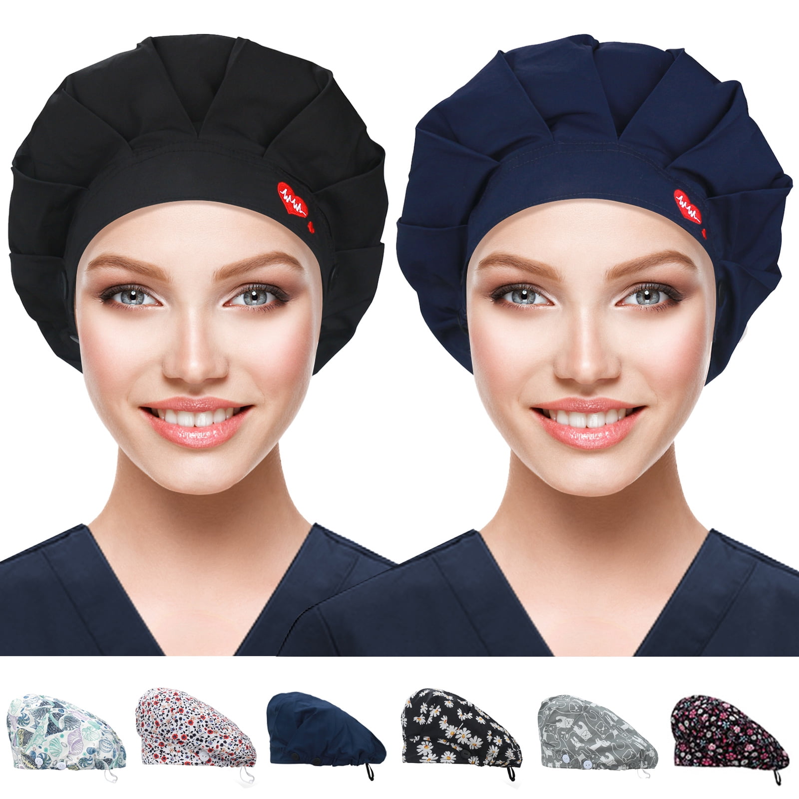 ABAMERICA 2 Pack Working Caps with Button and Sweatband, Adjustable ...