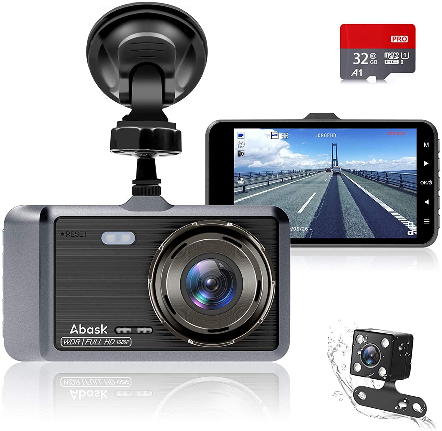 ABASK Q40S Dashcam 1080P FHD - 170°, 4 inch Screen, Parking Assistance ...
