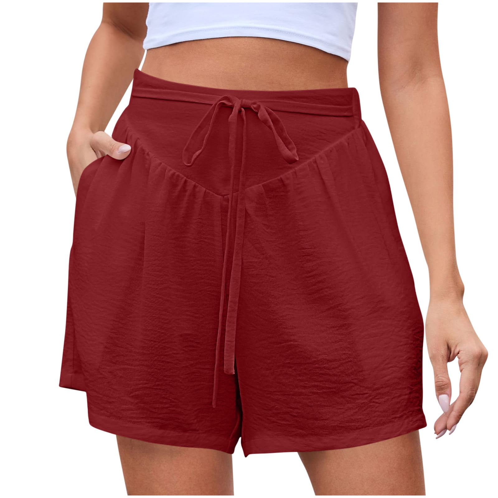 ABATAB Womens Shorts Casual Summer Drawstring Shorts Wide Leg Comfy ...