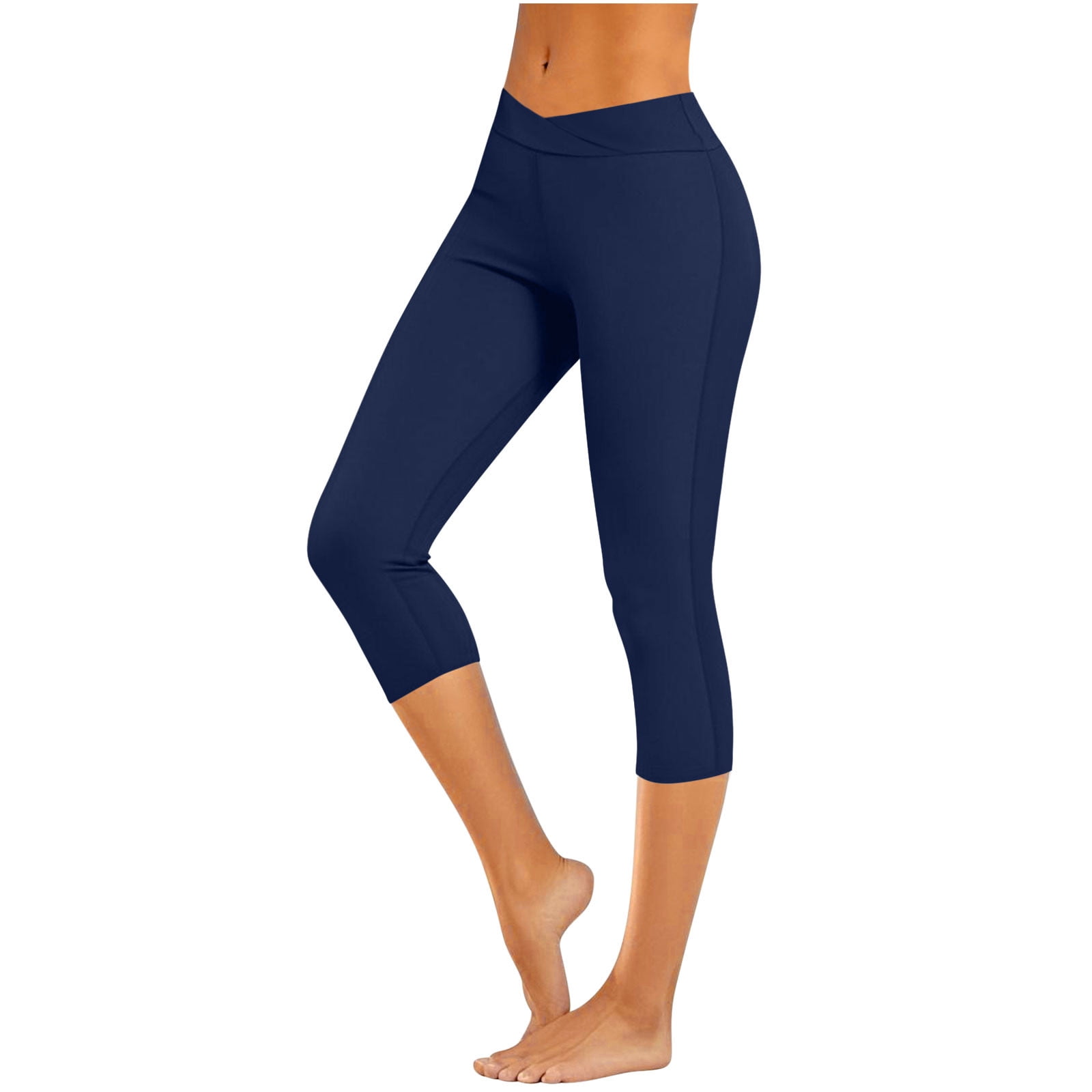 ABATAB Capri Legging for Women Yoga Leggings Elastic Waist Gym Cropped ...