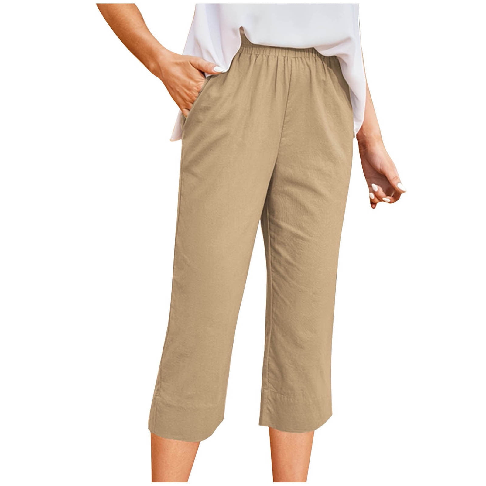 ABATAB Capri Pants for Women Stretch High Waisted Office Work Crop ...