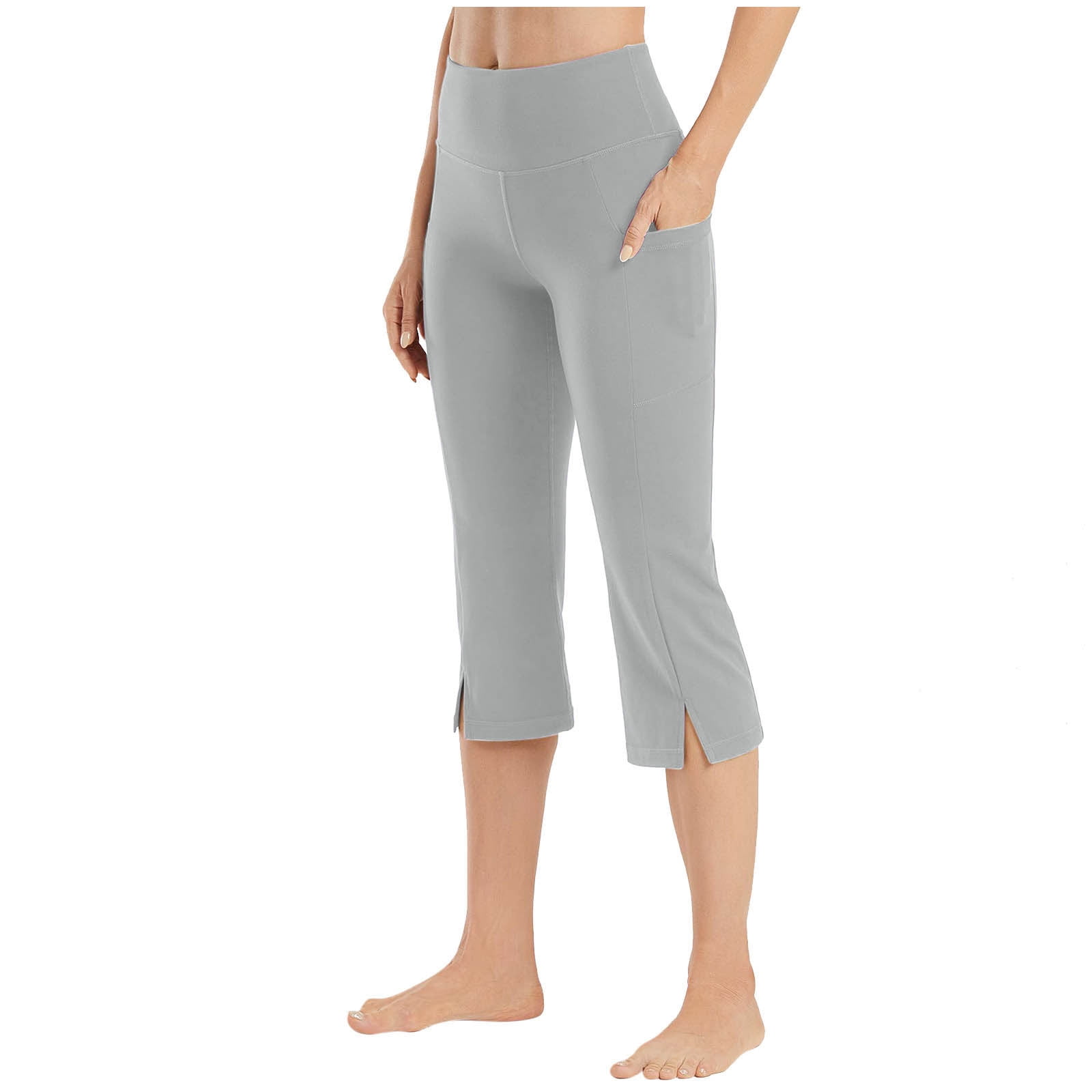ABATAB Capri Pants for Women with Pockets Side Splits Yoga Capris ...