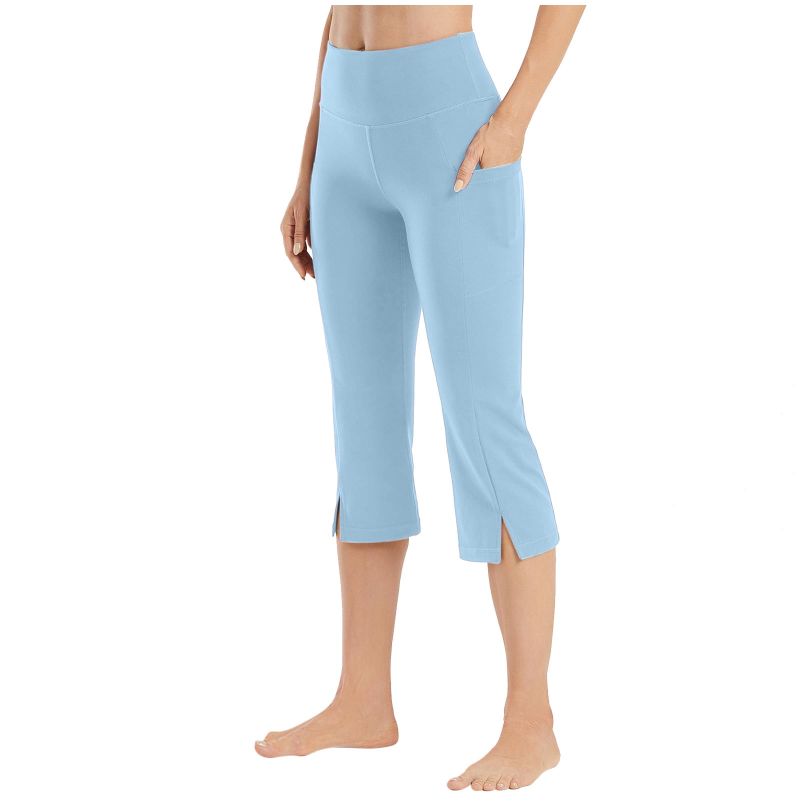 ABATAB Capri Pants for Women with Pockets Side Splits Yoga Capris ...