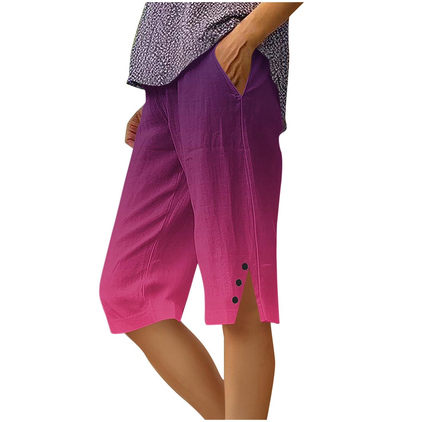 ABATAB Capris Pants for Women Cotton Linen Casual Summer Straight Leg ...