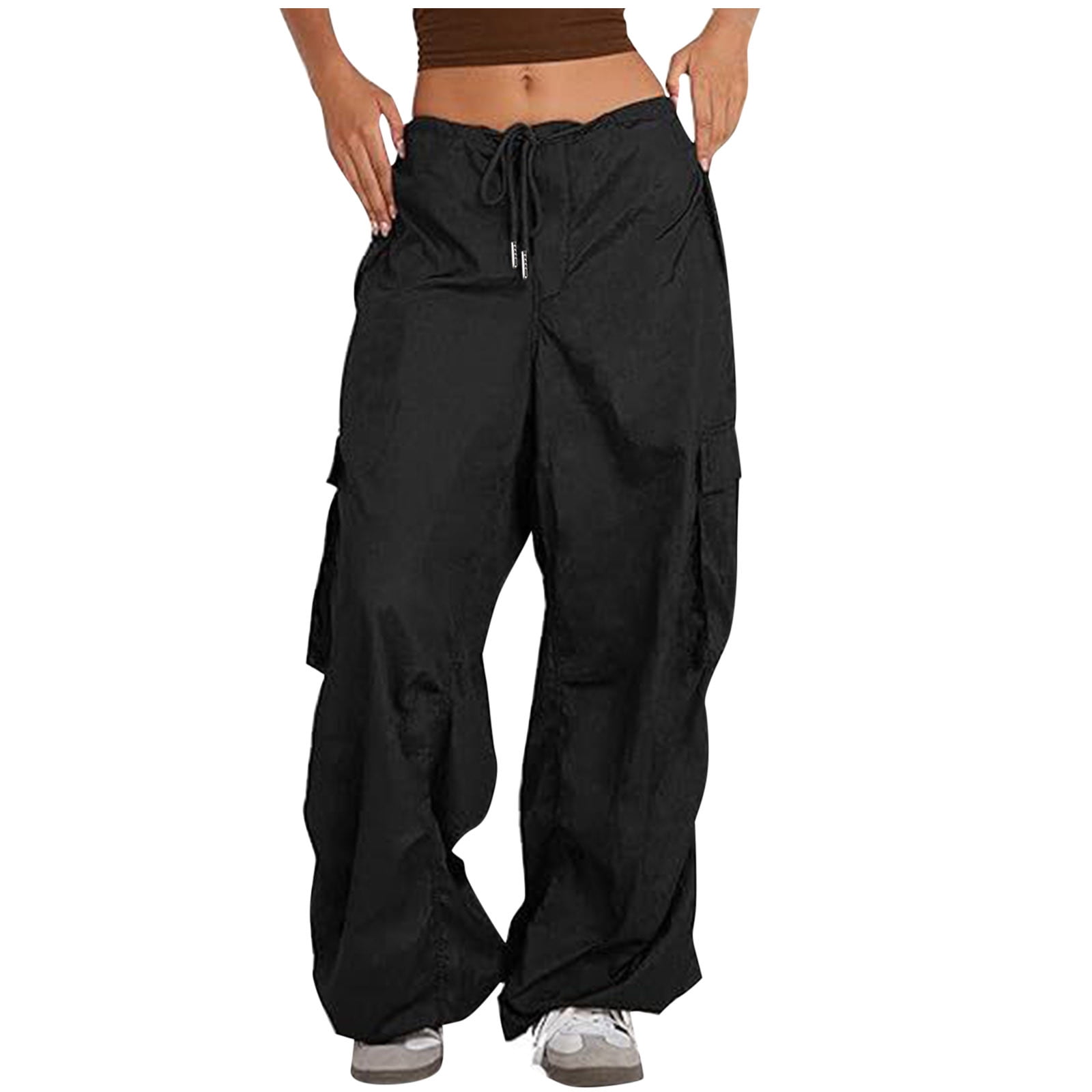 ABATAB Cargo Pants for Women Low Rise Wide Leg Hiking Trousers Baggy ...