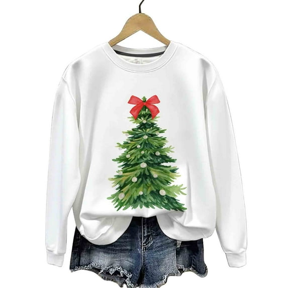 ABATAB Christmas Sweatshirt for Women Crewneck Long Sleeve Christmas ...